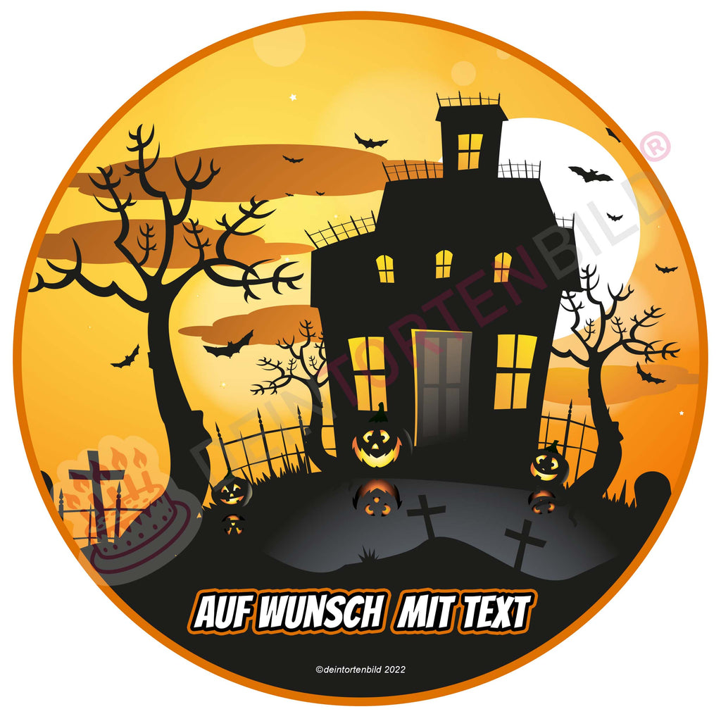 Tortenaufleger Halloween Spukhaus Silhouette